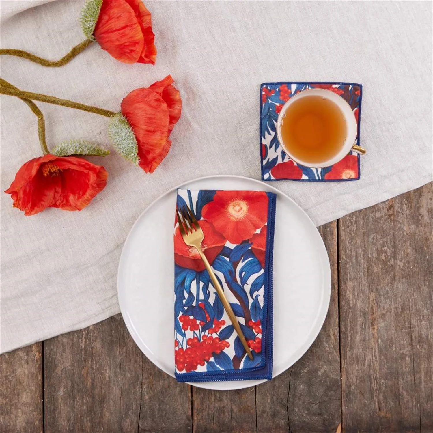 Icelandic Poppy blu Dinner Napkin - Public Relations Media Kit - Press Hook