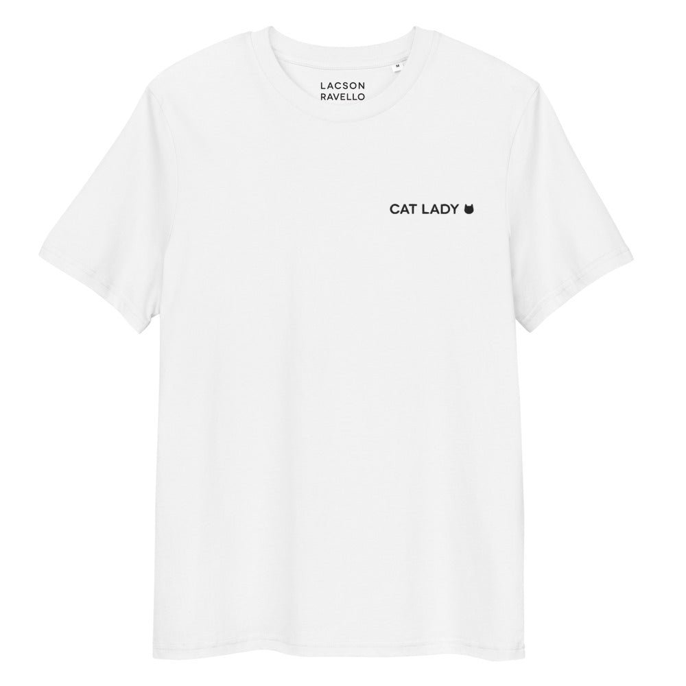 Cat Lady Embroidered Tee White - Public Relations Media Kit - Press Hook